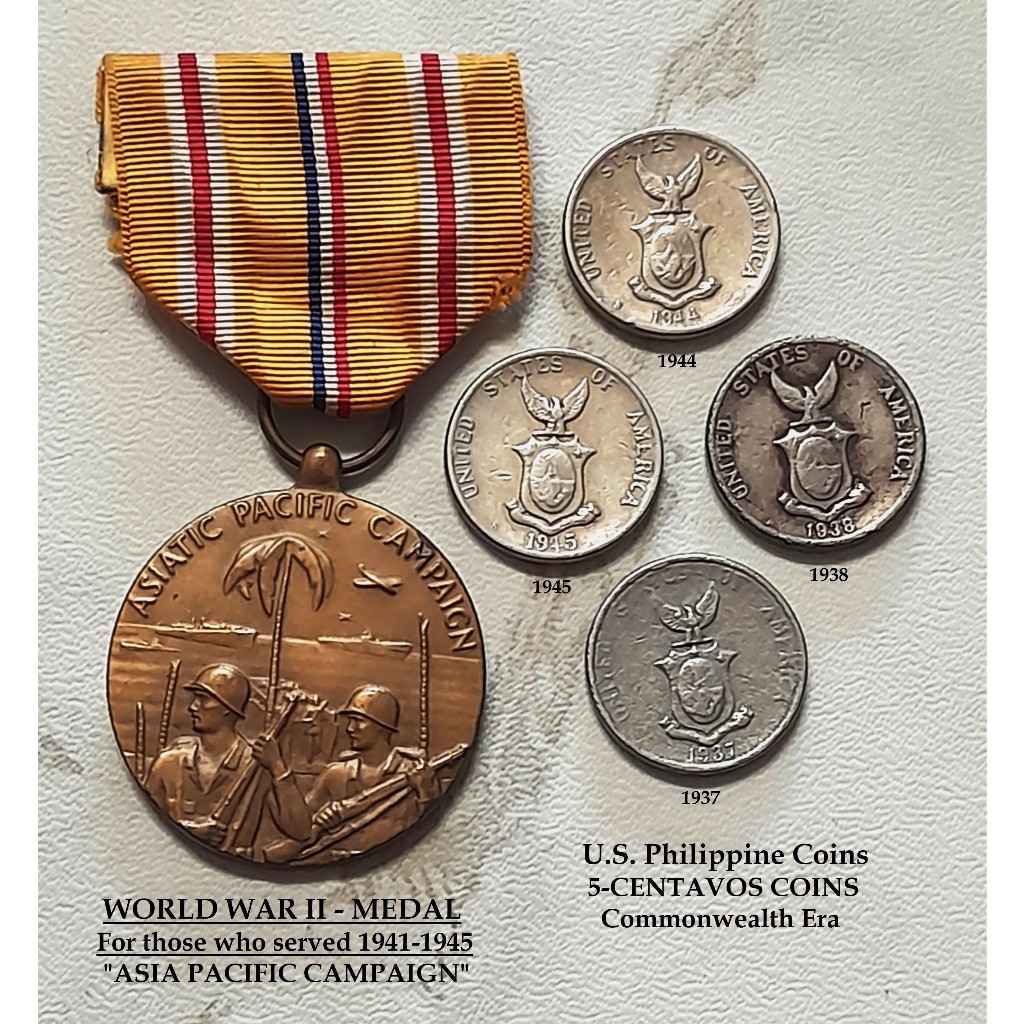 U.S. SERVICE MEDAL: WORLD WAR II - ASIA PACIFIC CAMPAIGN MEDAL WITH RIB ...