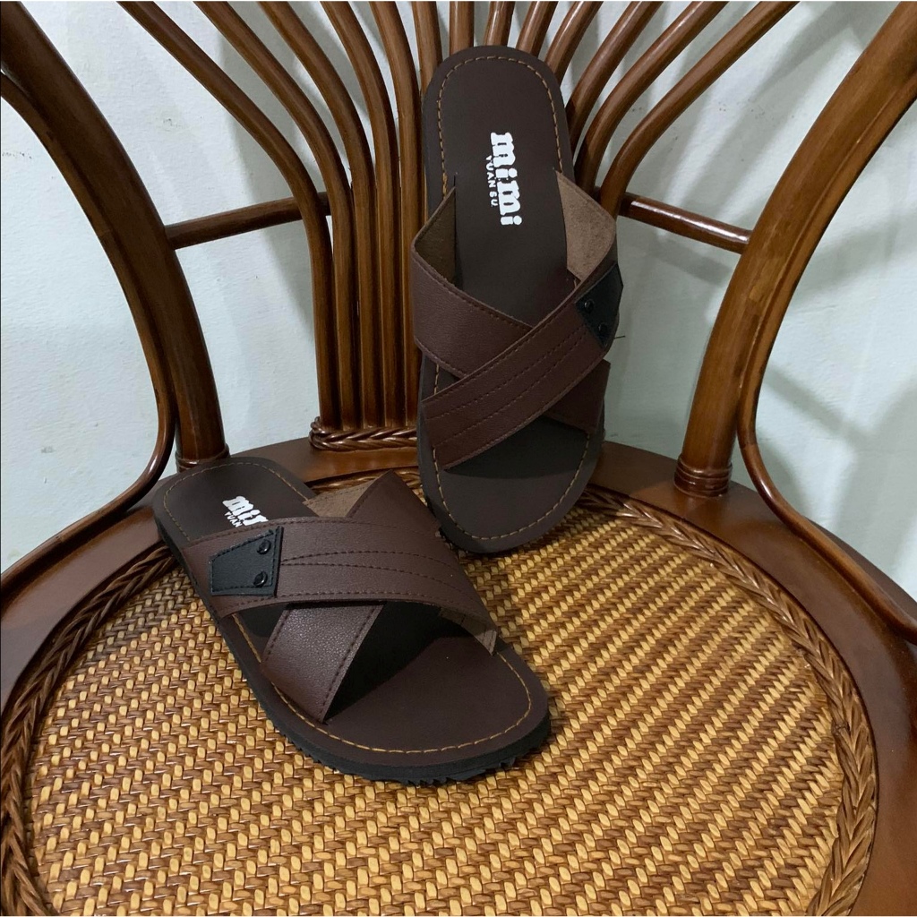 Flat sandal for men leather sandal marikina made | Shopee Philippines