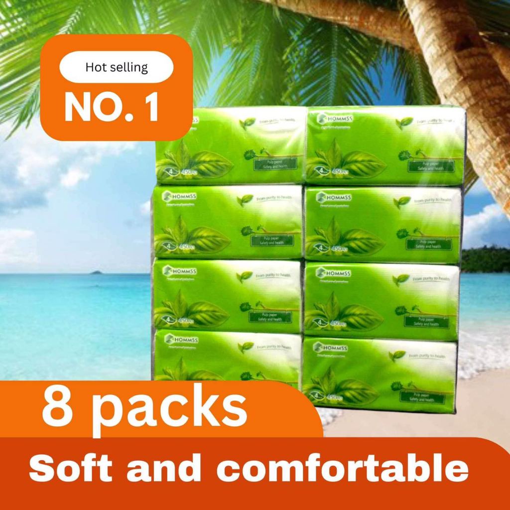 Homms Facial Tissue 8pcs/pack 450 sheets 4-Ply Disposable Napkin ...