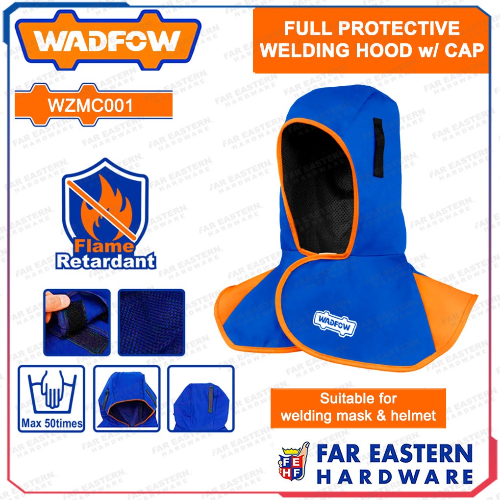 WADFOW Full Protective Welding Hood w/ Neck Shoulder Drape Caps Flame ...