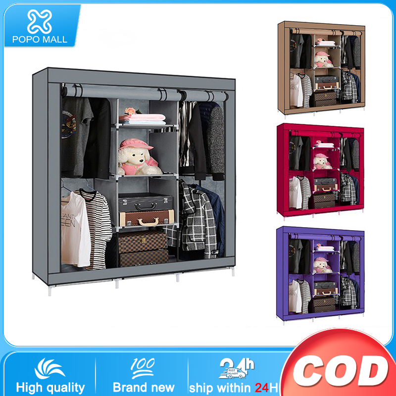 Zipper Wardrobe Cabinet Clothes Storage Bedroom Clothes Assembly ...