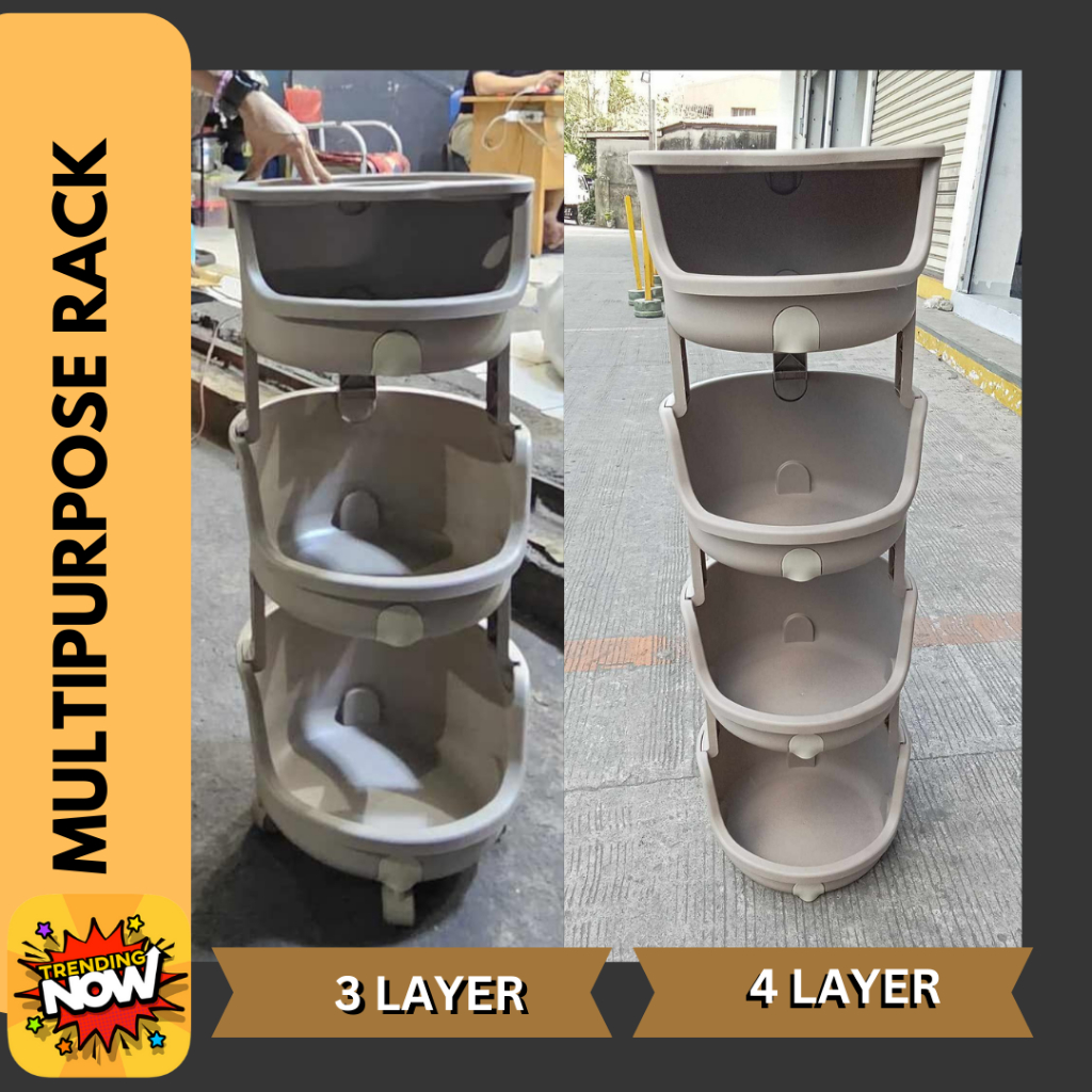 Multipurpose Stackable Rack Organizer 3 Layers 4 Layers Versatile Storage Rack on Wheels ...