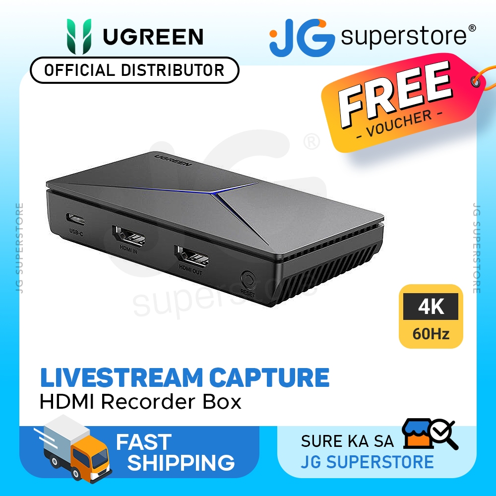 UGREEN 4K 60fps Livestream Capture Recorder w/ HDMI Pass Through, & USB ...