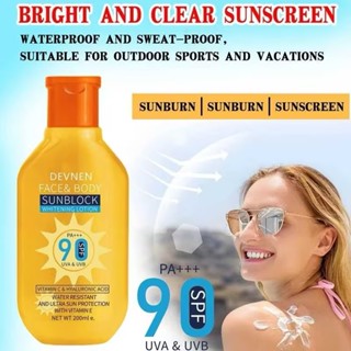 DEVNEN SPF90+ Sunscreen For Face & Body Sunblock Whitening Lotion Long Lasting UV Protection ...