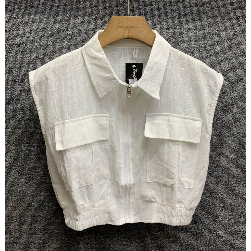 New arrivals women's causal formal polo collar sleeve less plain crop ...