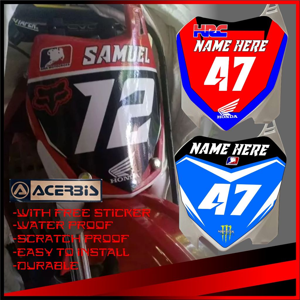 (WHITE Racing Plate with Sticker) Printable durable and High Quality ...