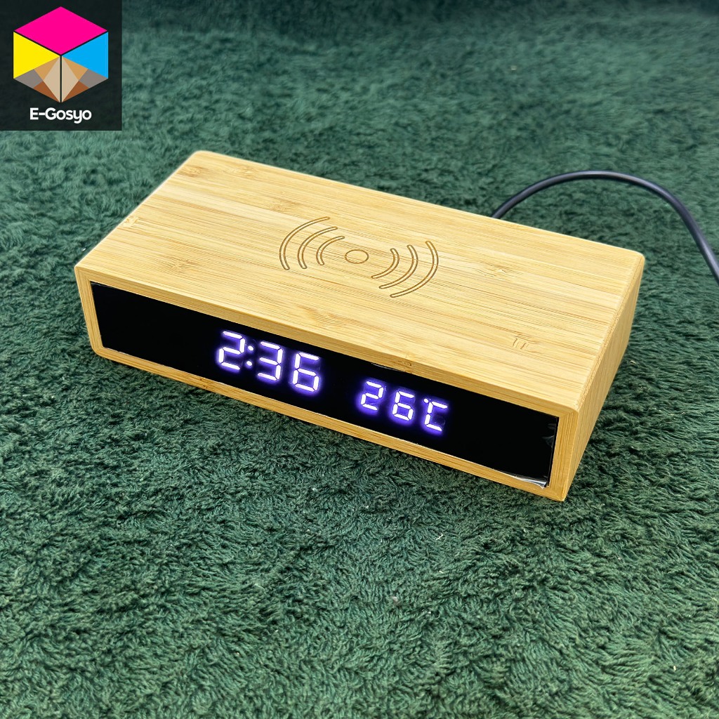 1 pc Wooden Table Digital Clock with Wireless Charger | Shopee Philippines