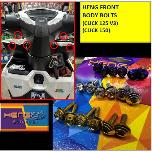 HENG Original Front body bolts for Honda CLICK 125 V3 & 150 (sold as ...