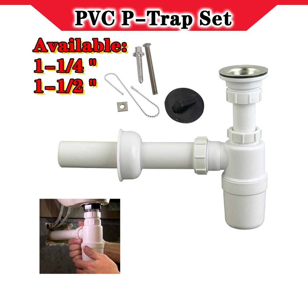 PVC P-Trap Set For Lavatory Plastic P-Trap For Kitchen Sink | Shopee Philippines