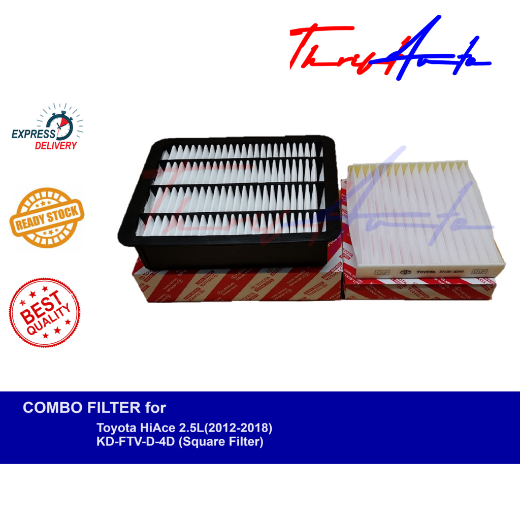 COMBO Filters (Aircon & Air) for Toyota Hiace 2.5L 2012 - 2018 2KD-FTV ...