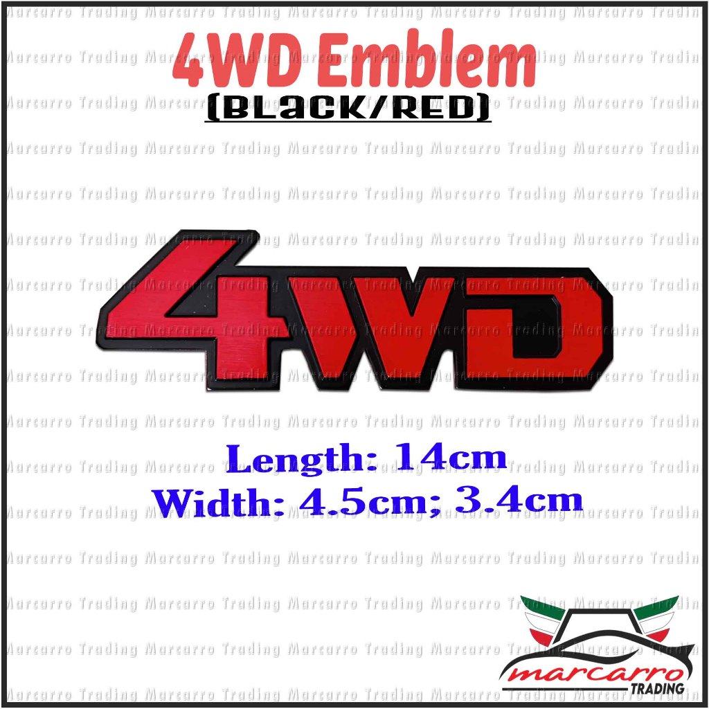 4wd Aluminum Displacement Emblem Badge Auto (Red / Black) | Shopee ...