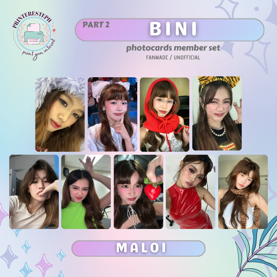 PART 2/4: BINI Photocards Member SET [ 9 pcs ] laminated + w/ backprint ...