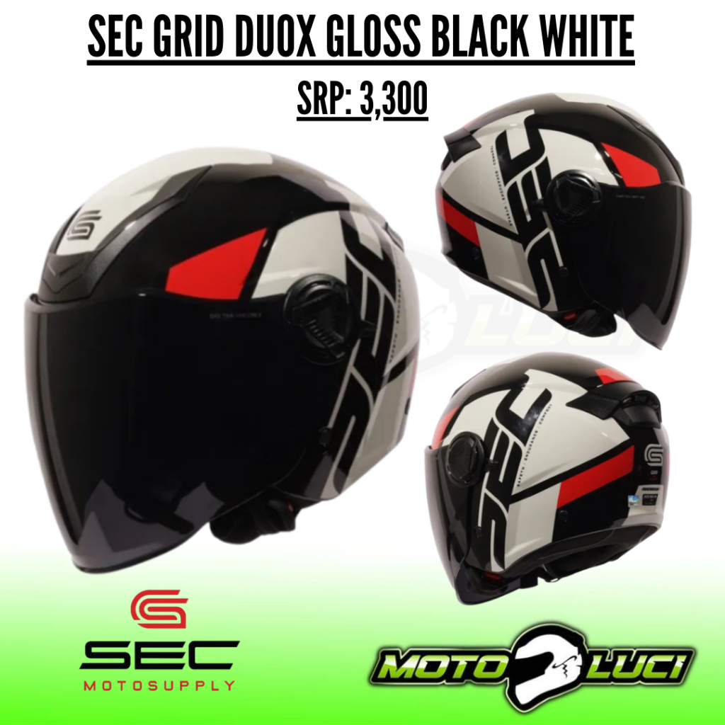 SEC Grid Duox Gloss Half face Helmet | Shopee Philippines