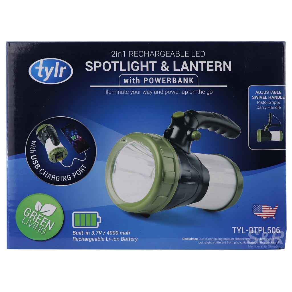 Tylr 2in1 Rechargeable LED Spotlight and Lantern with Powerbank TYL ...