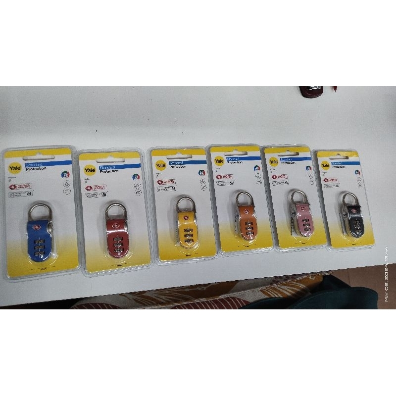 Yale TSA 3 dial combination padlock ytp2/26/216 red blue grey yellow ...
