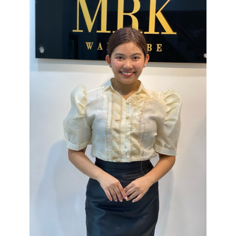 Filipiniana Puff Sleeves Top/ Ladies Barong (Assorted Burda) | Shopee ...