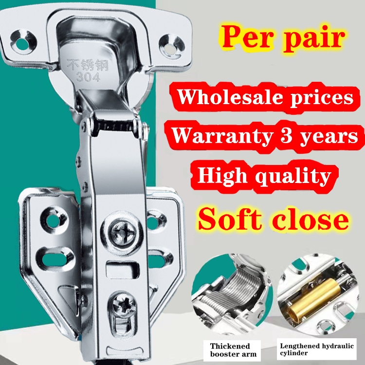 Hydraulic soft close 304 Stainless Steel Concealed cabinet hinges 2Pcs ...