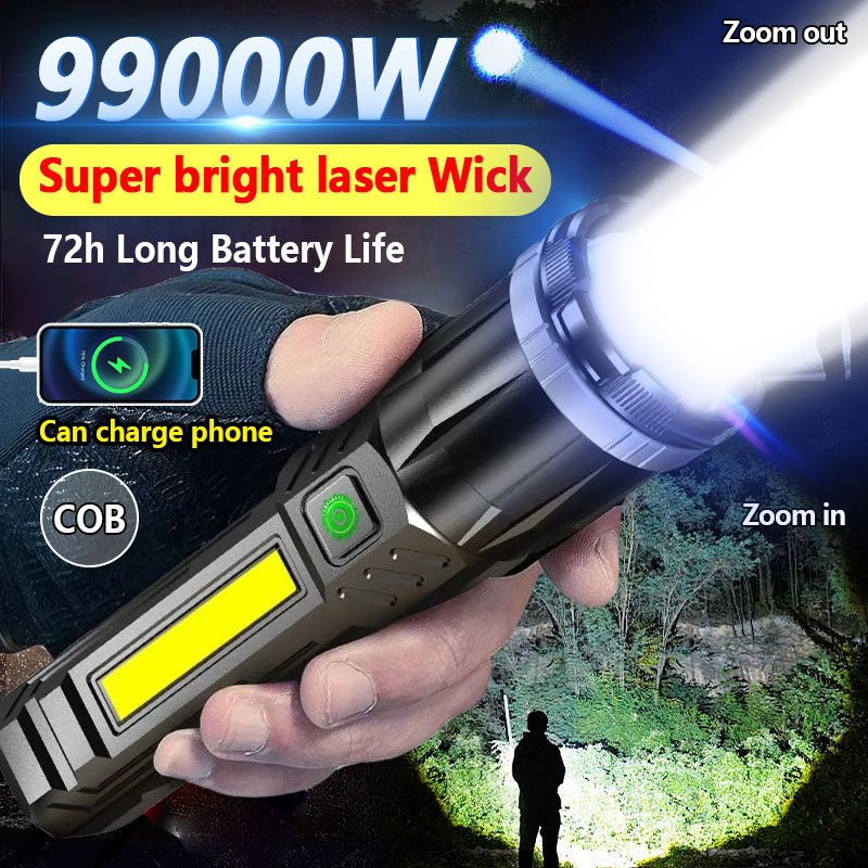 LED Super Bright Zoom Flashlight Rechargeabl Waterproof Outdoor Heavy ...