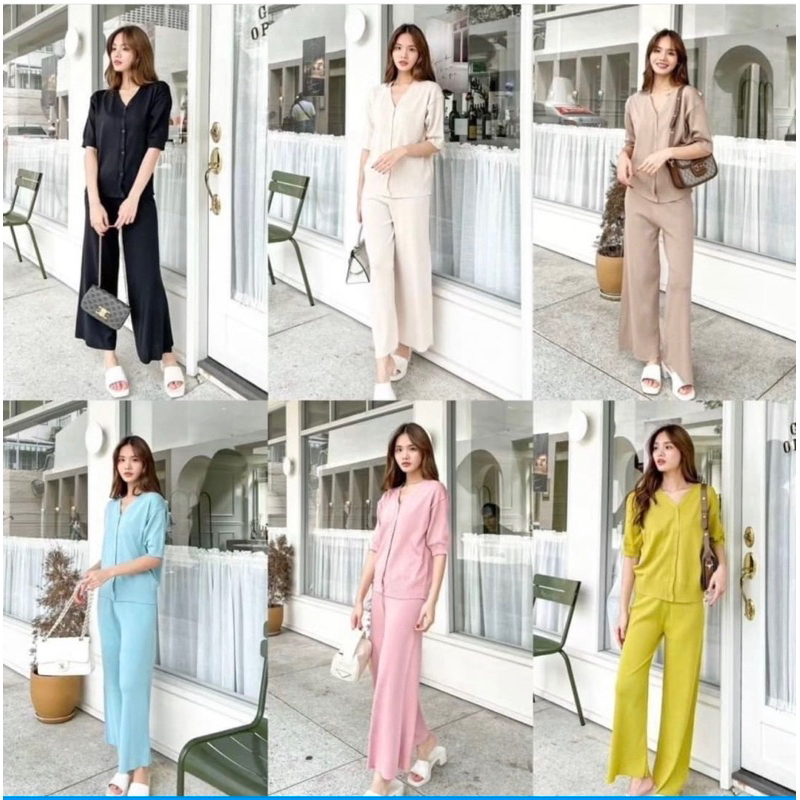 Only.Fashion Knitted Terno Pants w/Buttons #9724 | Shopee Philippines