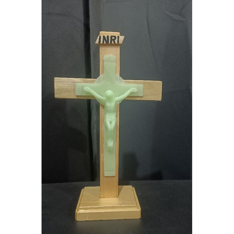 Wooden Luminous Stand Crucifix 8 1/2 inches Altar Luminous Cross Jesus ...