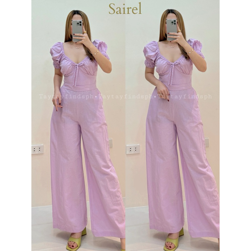SAIREL PUFF TIE AND WIDE LEG PANTS COORDINATES | taytayfindsph | Shopee ...
