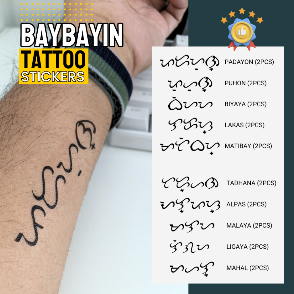 Baybayin Temporary Tattoo Stickers Waterproof (2 PCS) by Tintak Tattoo ...
