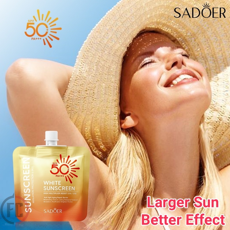 SADOER Sunscreen Cream Sunblock SPF50++++ UVA/UVB Protection Lightweight Water Resistant ...