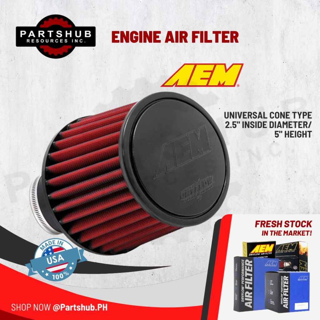 AEM DRYFLOW AIR FILTER 21-2011DK (UNIVERSAL CONE TYPE DIAMETER 2.5 ...
