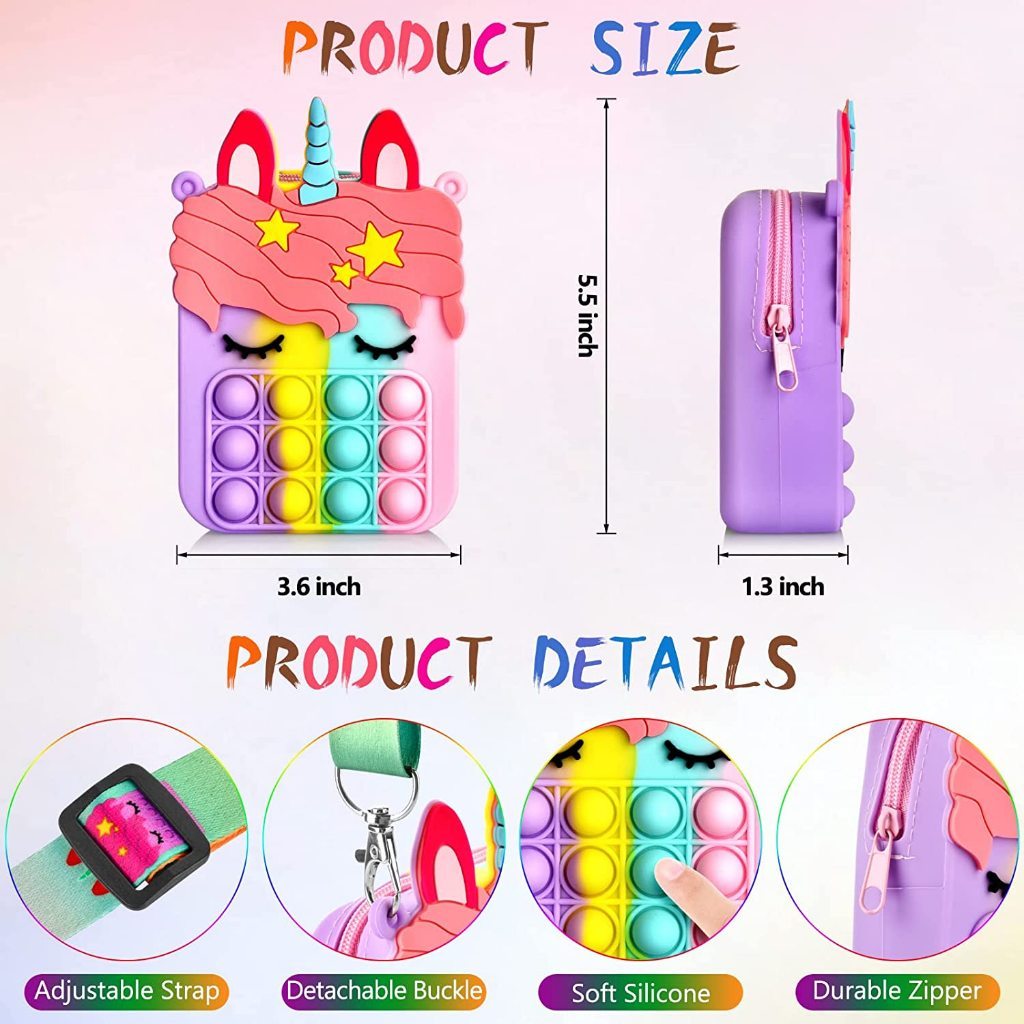 Timi Pop It Bag For Kids Girls Fidget Toy Unicorn Bag Children Coin ...