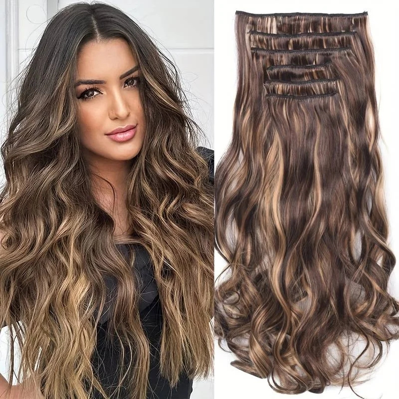 Long Synthetic Hair Wigs 16 Clip In Hair Extensions Hair Accessories ...