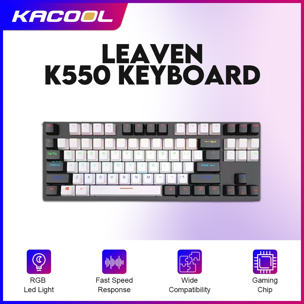 Leaven K550 87 Keys Mechanical Keyboard with RGB Colorful Light Effect ...