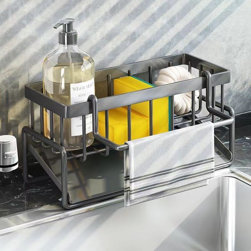 Kitchen Sponge Holder Sink Organizer Storage Rack Cloth And Detergent ...