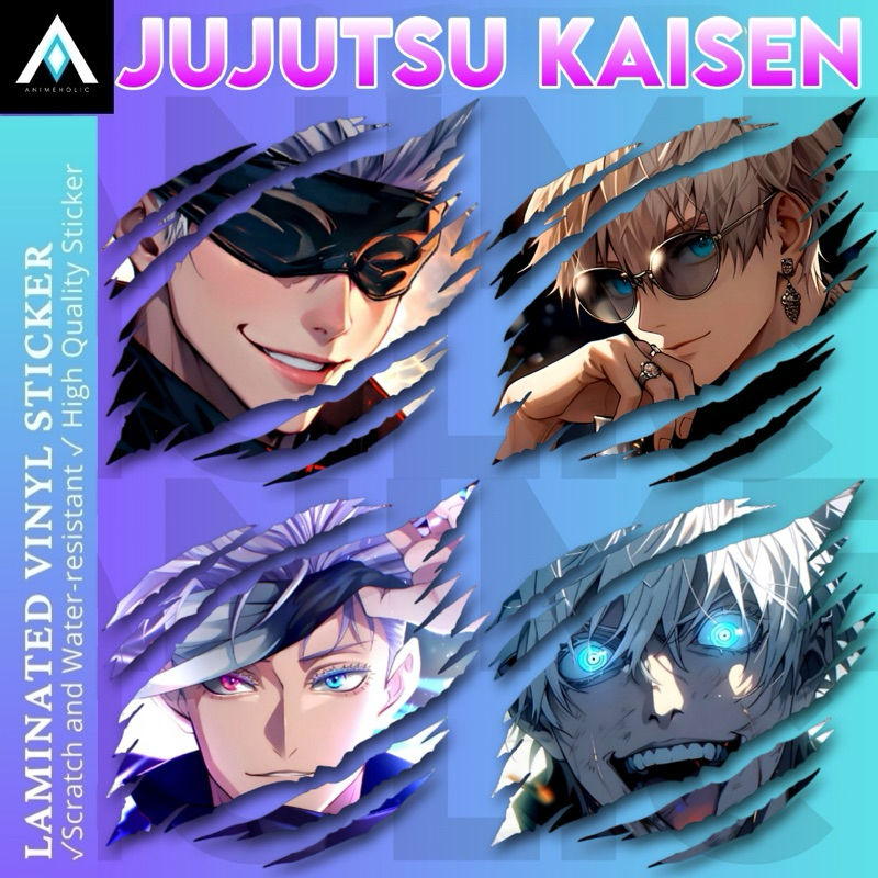 ANIMEHOLIC SCRATCH JUJUTSU KAISEN SATORU GOJO LAMINATED VINYL STICKERS ...