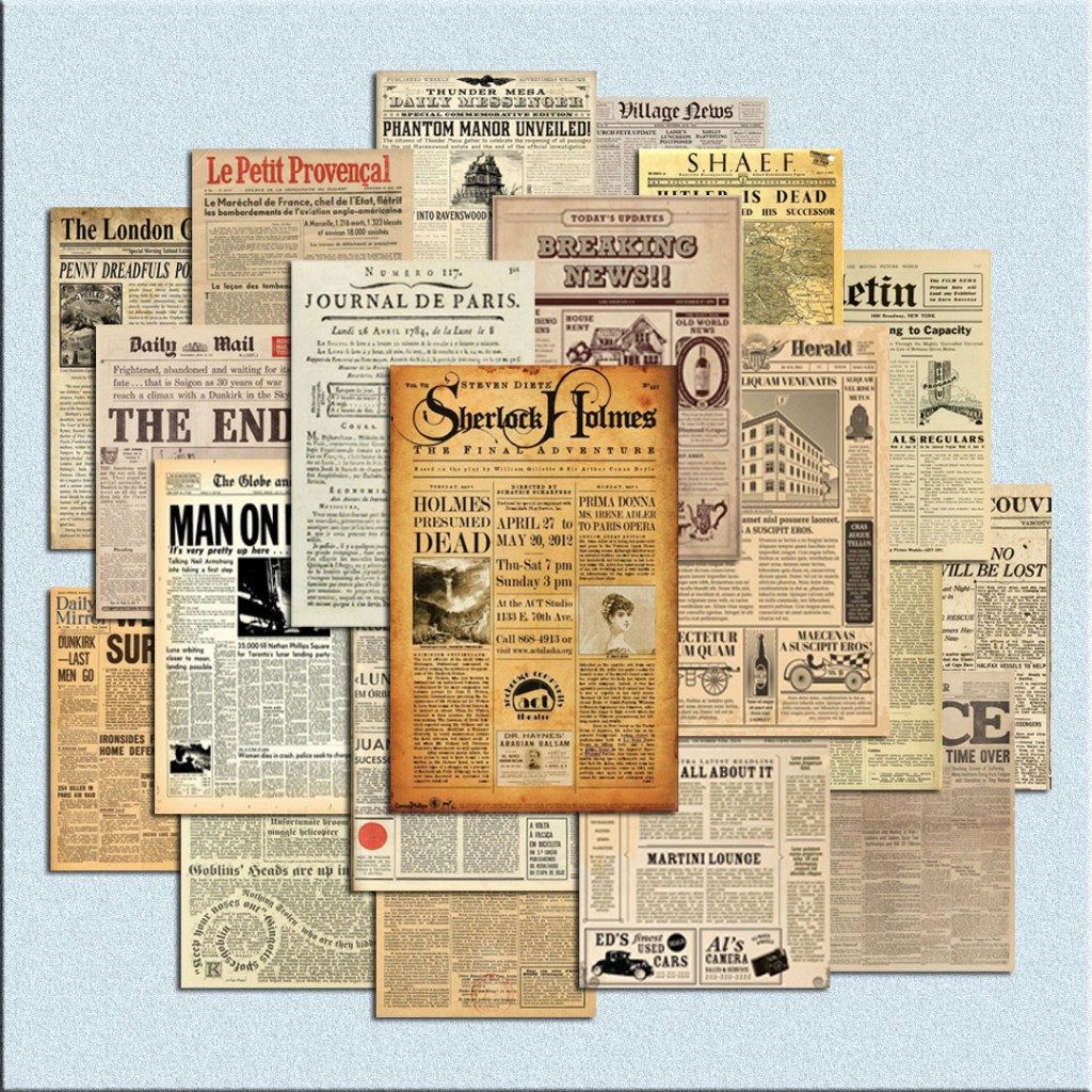 Vintage Newspaper Junk Journal Paper Backgrounds Scrapbooking 20pcs ...