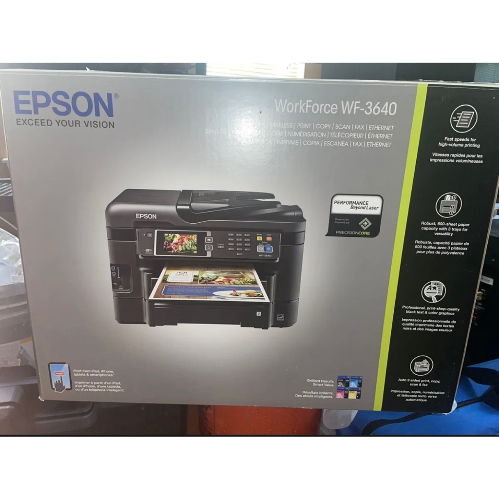 Epson Workforce WF-3640 Printer Wireless All in one Print Scan Copy Fax ...