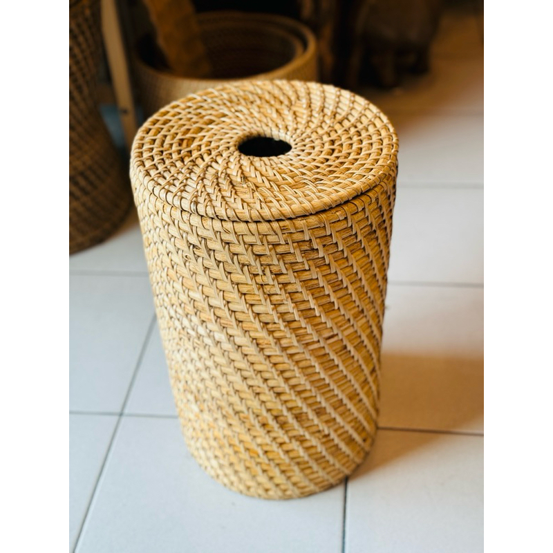 Handwoven rattan | labtang | Hapao | dust bin | trash bin with cover ...