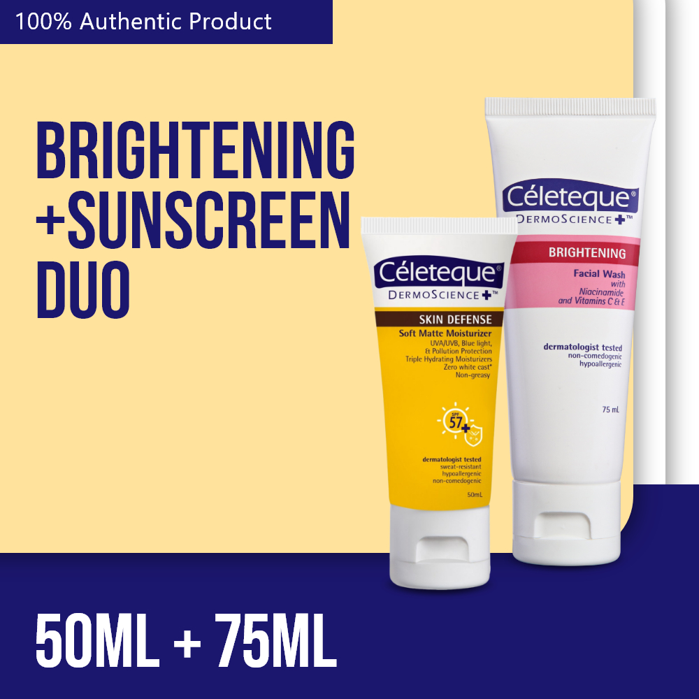 Céleteque Brightening + Sunscreen Duo (Facial Wash + SPF50 ...