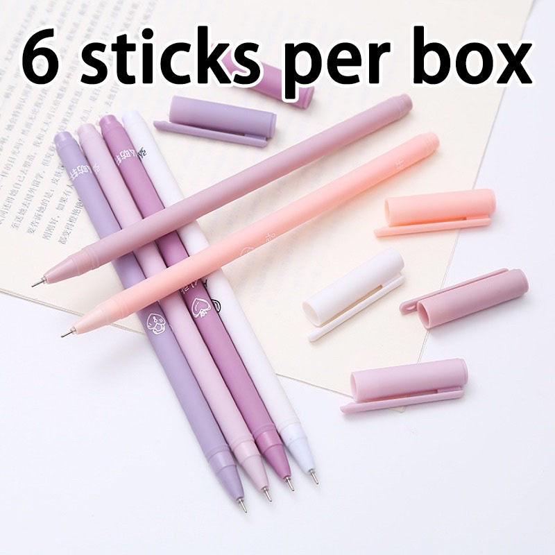 6 Pieces 0.5 Black gel pen Gentle gradient color gel pen set Simple ...