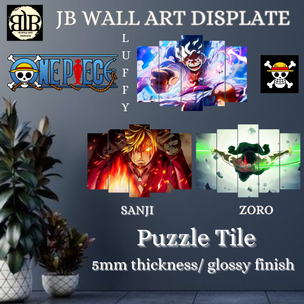 One Piece Luffy, Zoro & Sanji Wall Art Puzzle Tile in Pvc Board ...