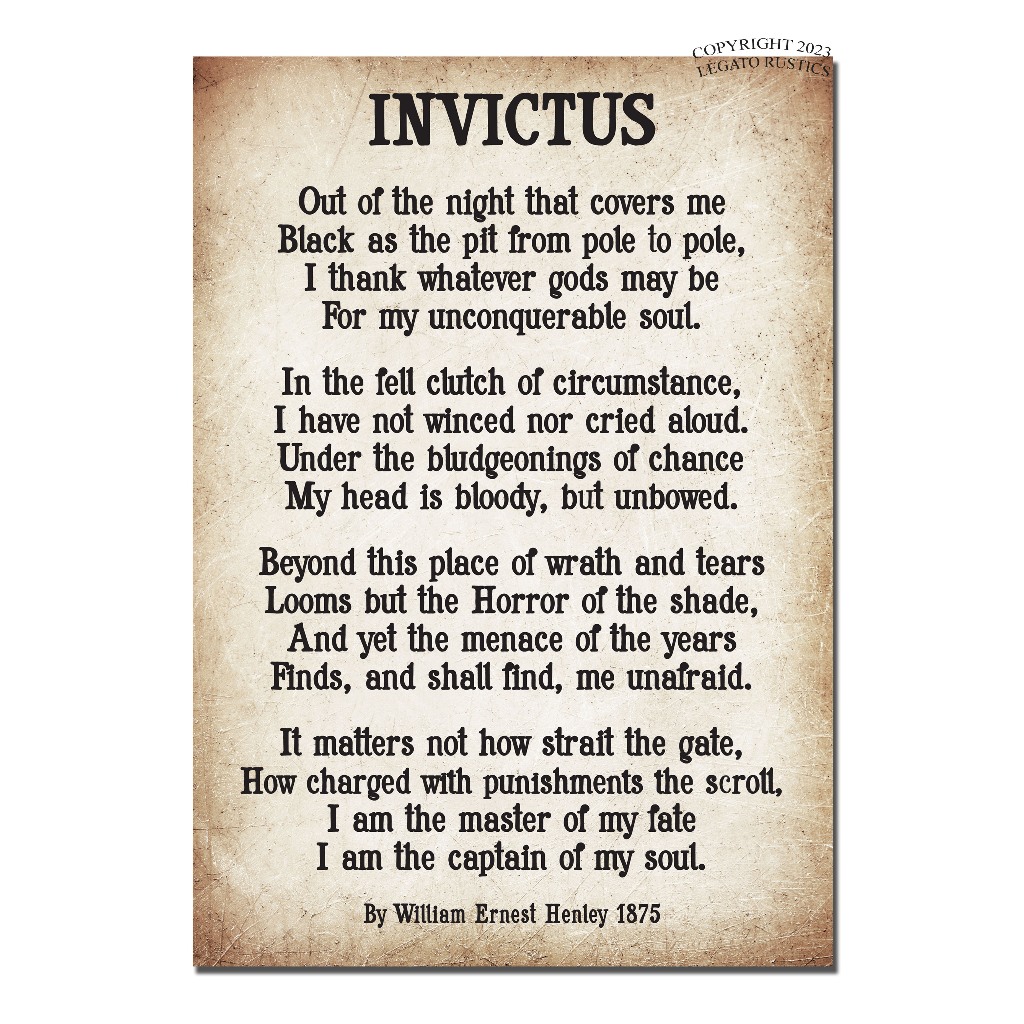 Wall Decor Home Decor Invictus Wood Sign Motivational Quotes Rustic ...