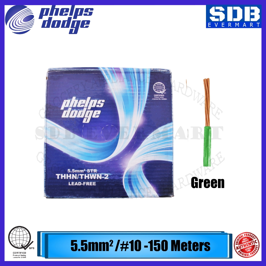 Phelps Dodge THHN/THWN-2 Stranded Wire 5.5mm/#10 x 150m (Per box) | Shopee Philippines