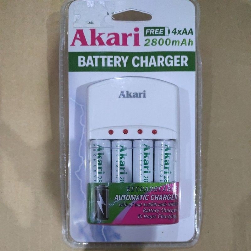 Akari battery charger 4 batteries 2800 mAh | Shopee Philippines