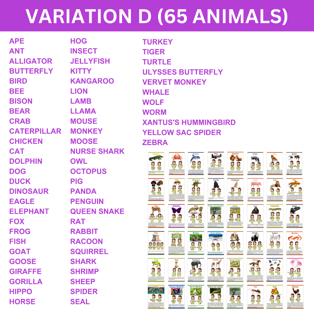 ANIMALS SIGN LANGUAGE FLASHCARDS ASL , ALPHABET AMERICAN SIGN LANGUAGE ...