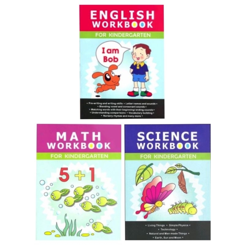 WORKBOOKS FOR KINDERGARTEN UPDATED ENGLISH/MATH/SCIENCE | Shopee ...