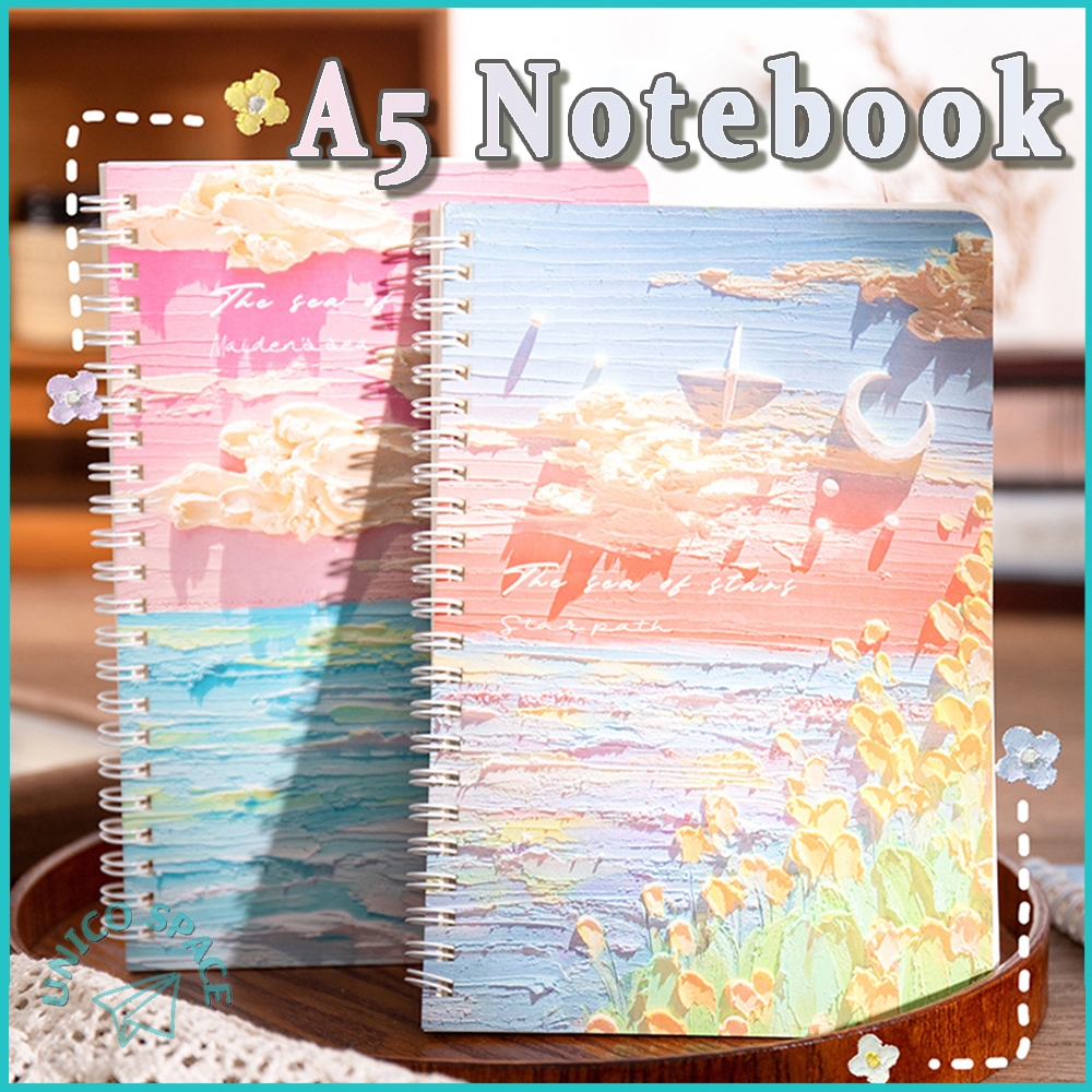 A5 oil painting coil notepad flip spiral notebook ins style Landscape ...