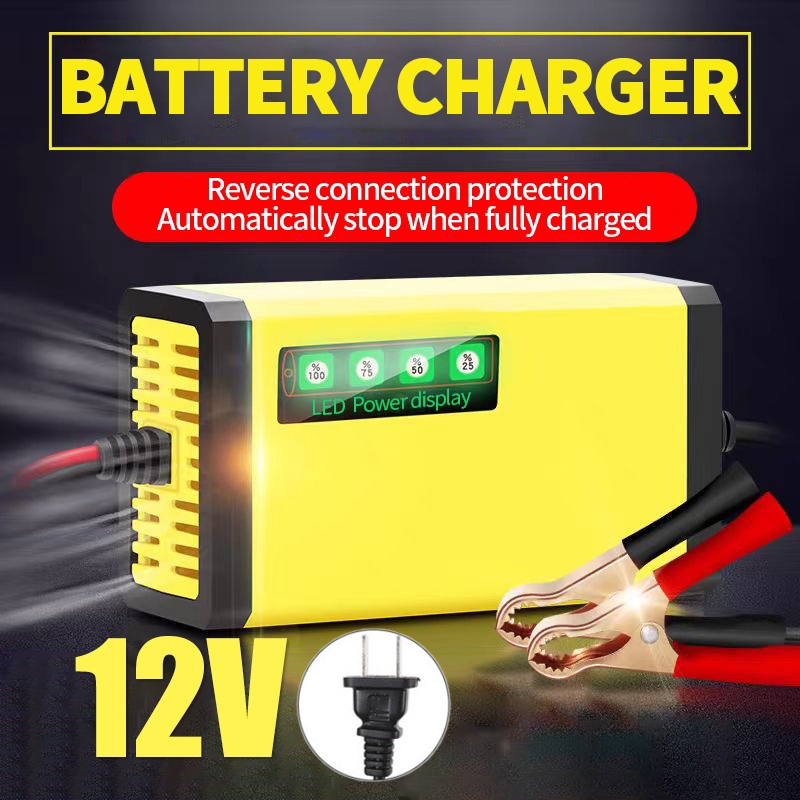 Smart Car Battery Charger 12v Motorcycle Heavy Duty Portable Lead Acid ...