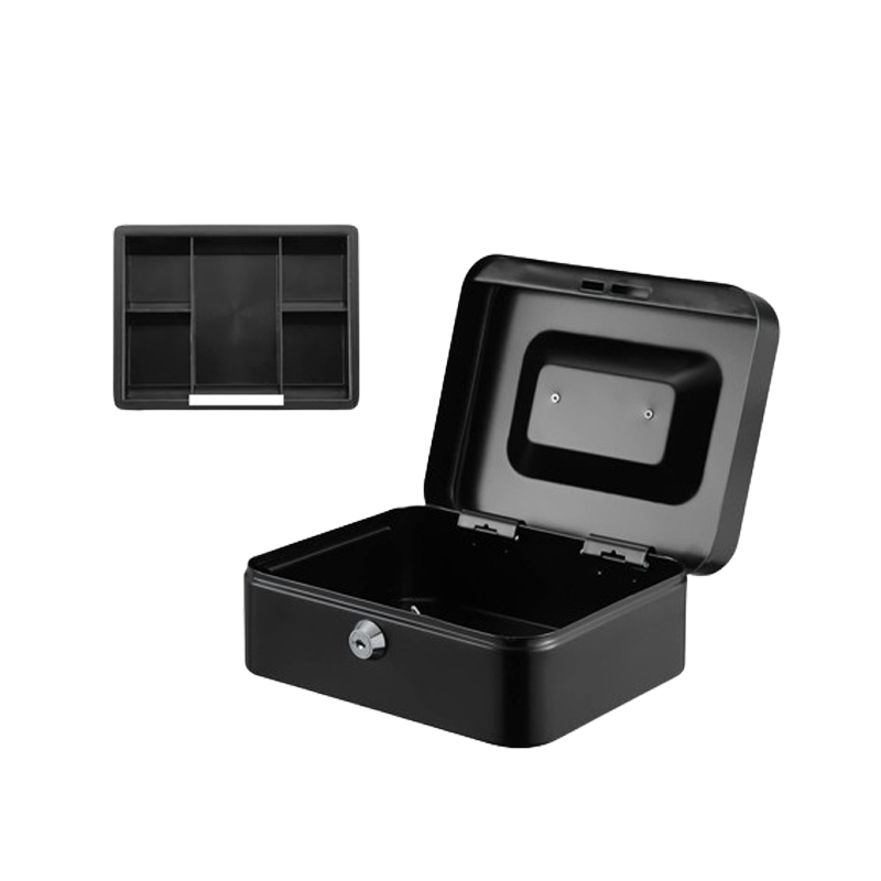 Compact Cash Safe 15cm Portable Lockable Cash Box with Coins Tray ...