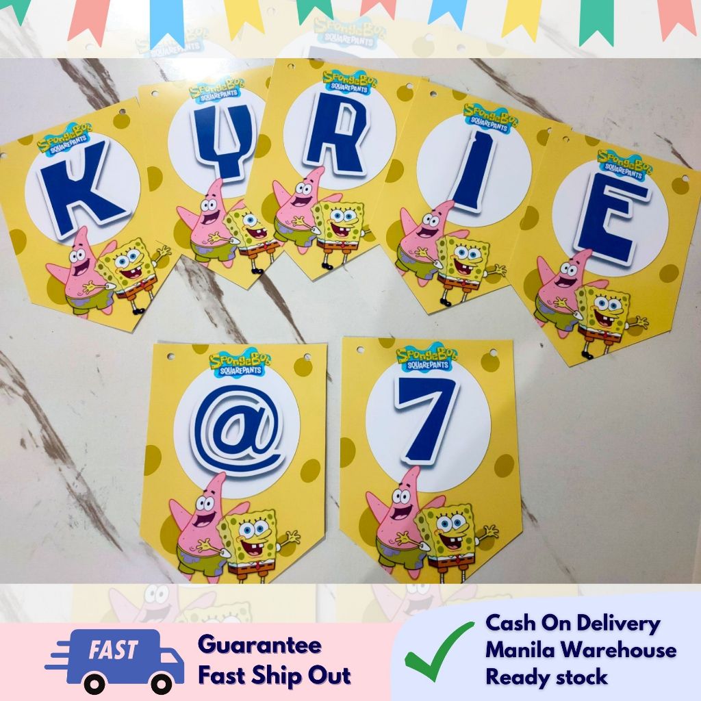Partify SPONGEBOB Theme customizable banner for kids girls and boy ...
