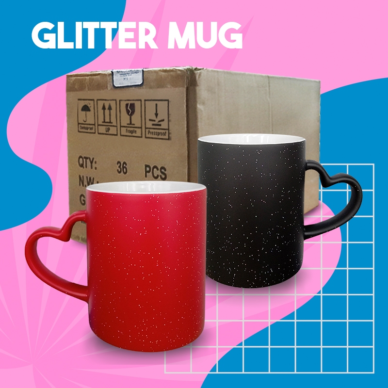 36pcs - QUAFF Sublimation Glitter Magic Mug w/ Heart Handle 11oz ...
