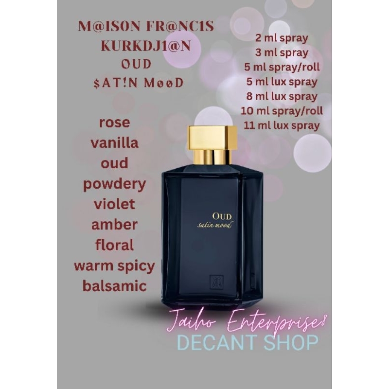 Decant / Takal Authentic Niche Perfume M F K Oud Satin Mood EDP (2 ml ...